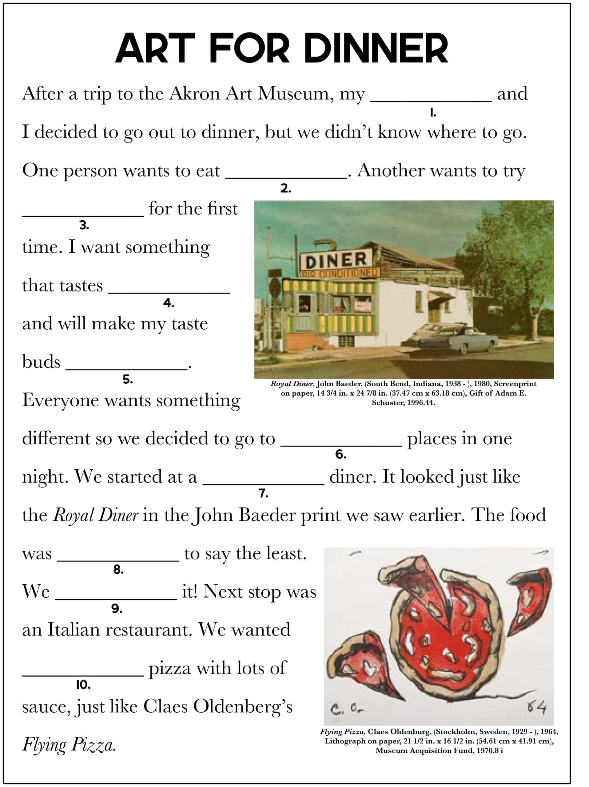 AAM Mad Libs Art & Ale Edition - Akron Art Museum